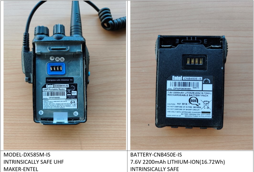 WALKIE TALKIE DETAILS AS FOLLOWS:MAKE: ENTEL // MODEL : DX585M ...