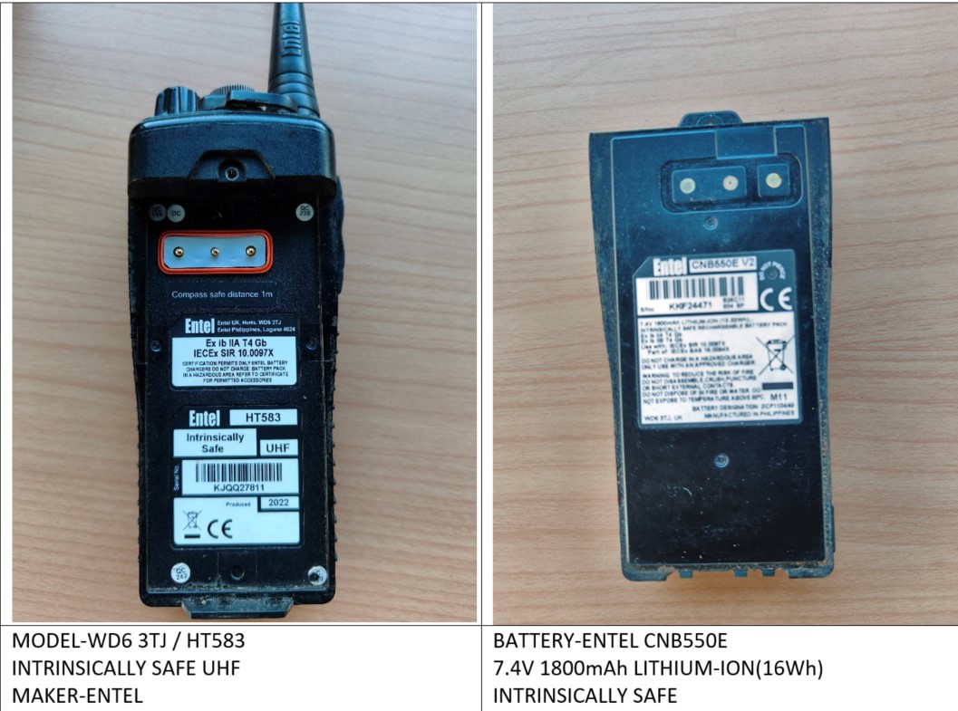 WALKIE TALKIE DETAILS AS FOLLOWS:MAKE: ENTEL // MODEL : HT583 // TYPE ...