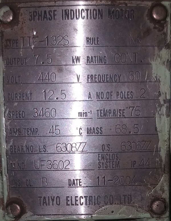 References boiler feed water pump motor no.2.pdf NAME PLATE OF BOILER ...